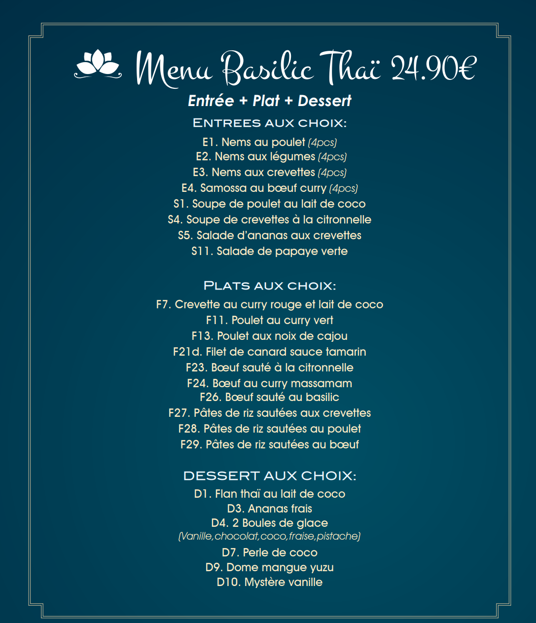 Menu Basilic Thaï – Basilic Thaï – Restaurant thaïlandais